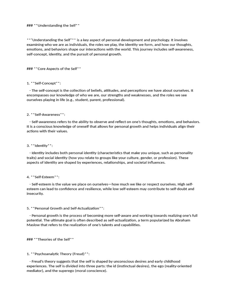Understanding The Self Intro | PDF