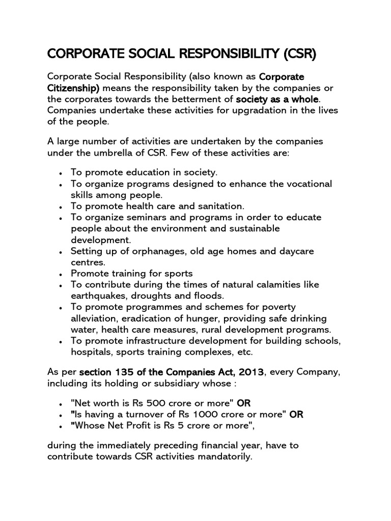 Corporate Social Responsibility | PDF