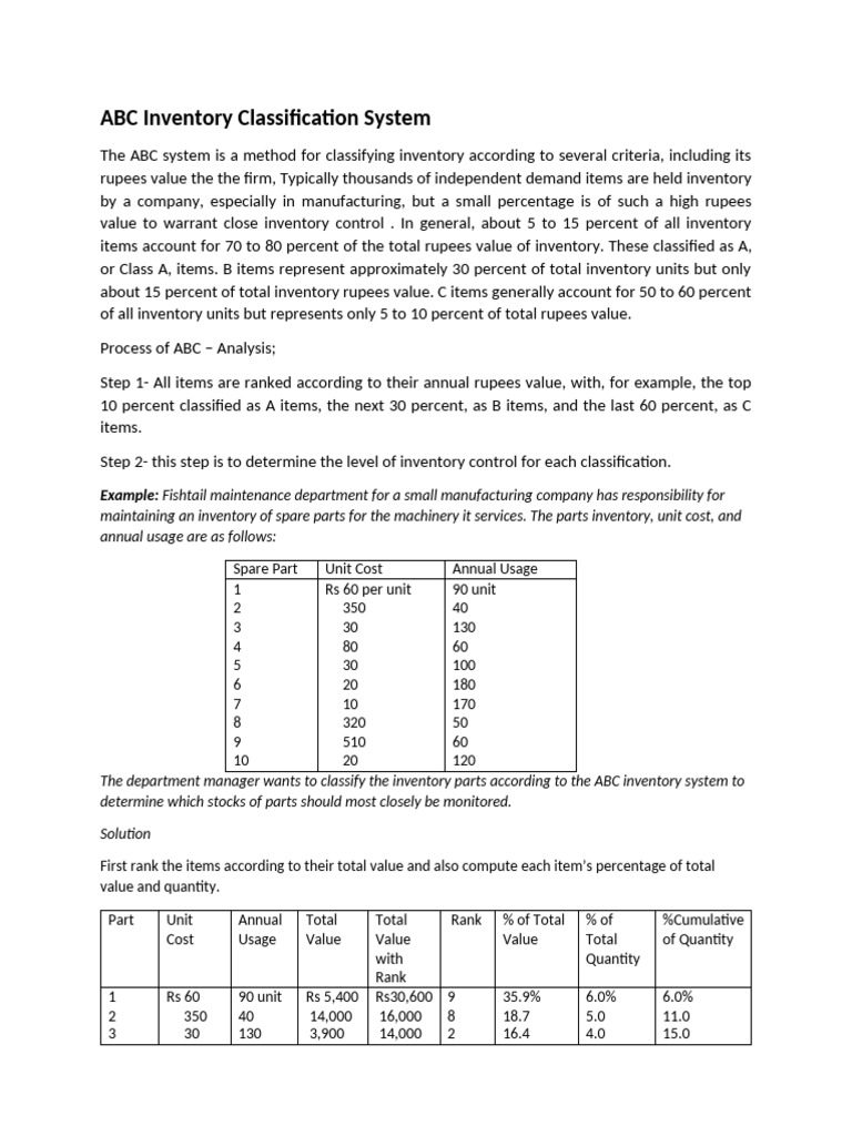 ABC Inventory Classification System 240625 052244 | PDF