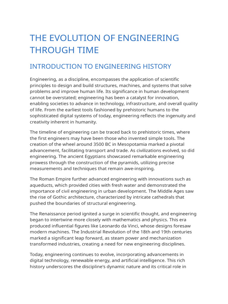 The Evolution of Engineering Through Time | PDF
