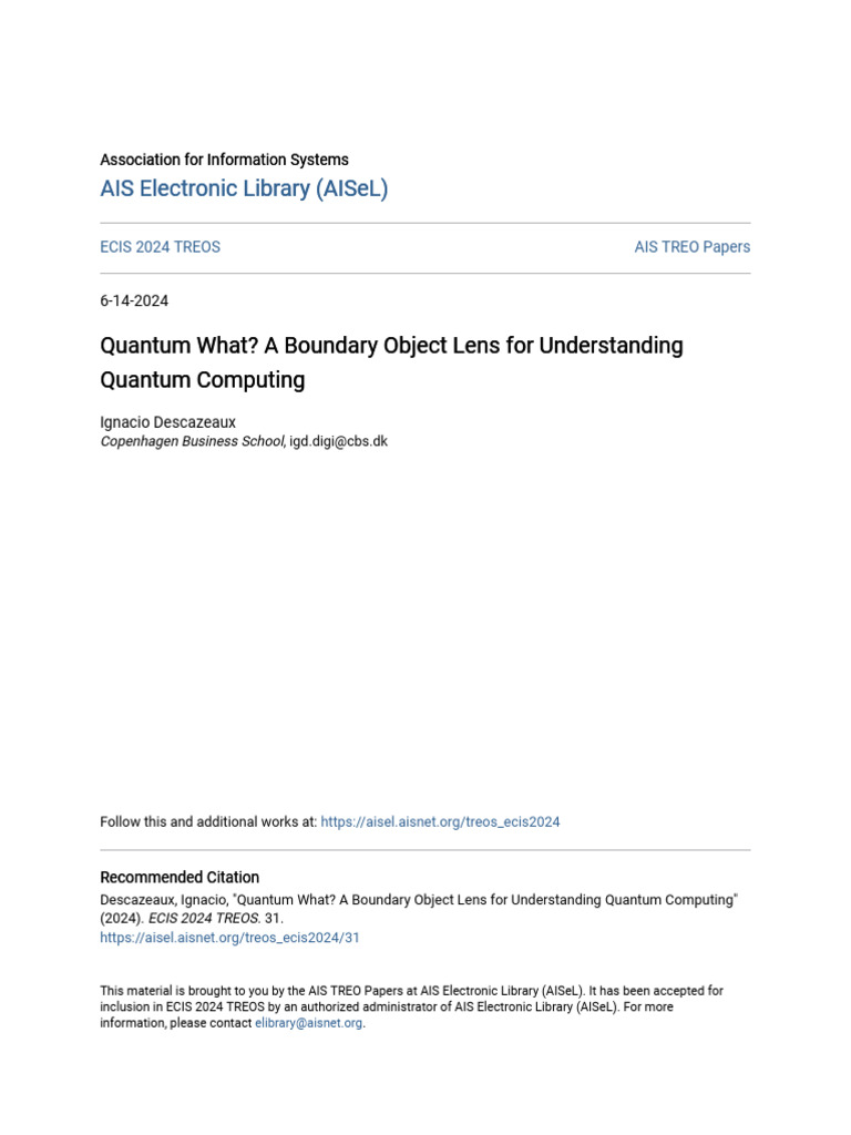 Quantum What_ A Boundary Object Lens for Understanding Quantum Co | PDF