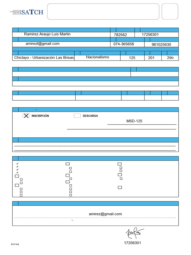 Modelo de Llenado Personal Natural(4102) | PDF