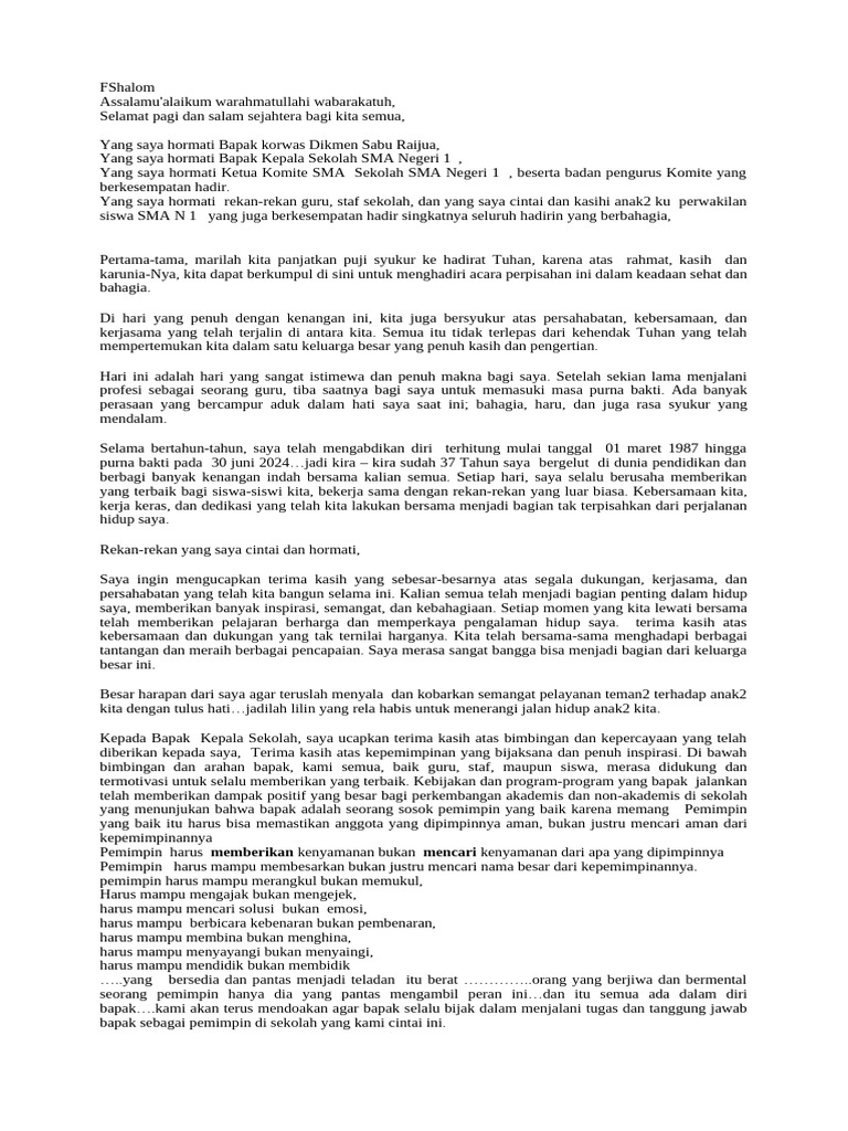 Contoh Kata Sambutan Pensiun | PDF