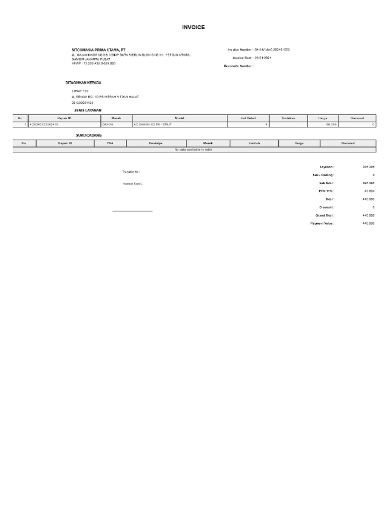 Invoice (04.INV - MAC.202401003) | PDF