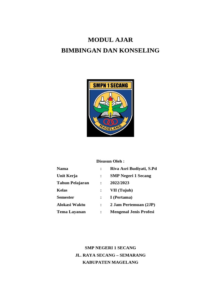 MODUL AJAR MENGENAL JENIS PROFESI (SMT 1) | PDF | Karier & Perkembangan ...