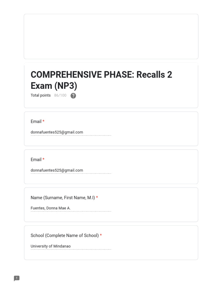 COMPREHENSIVE PHASE - Recalls 2 Exam NP3 | PDF