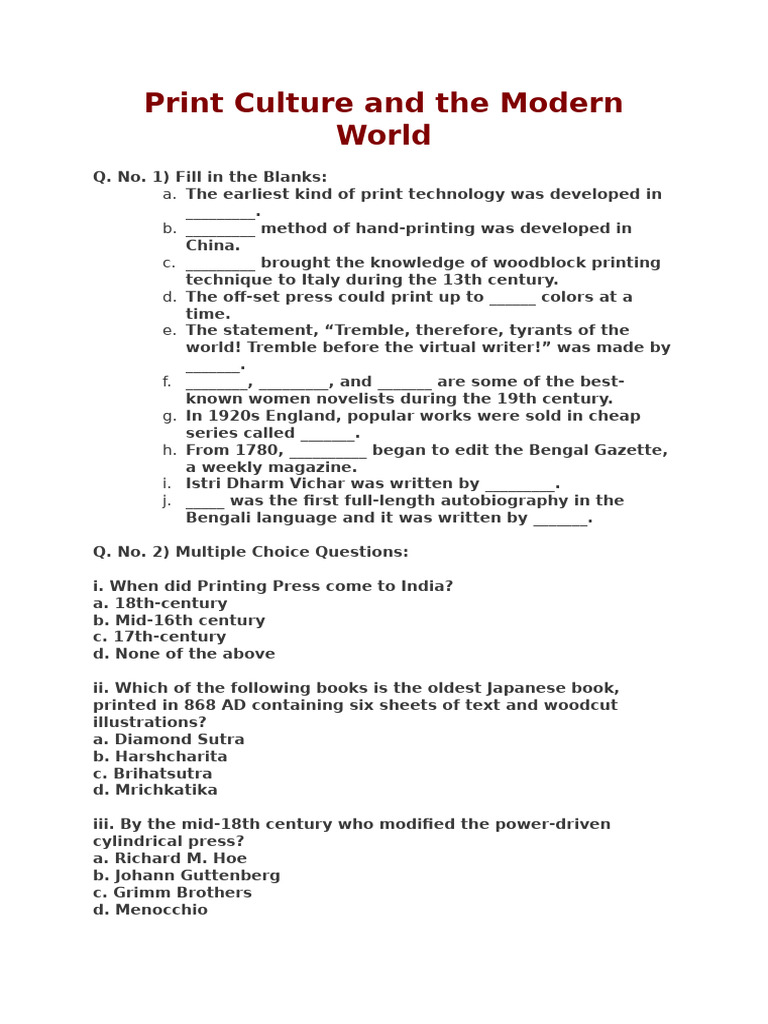 Print Culture and The Modern World | PDF