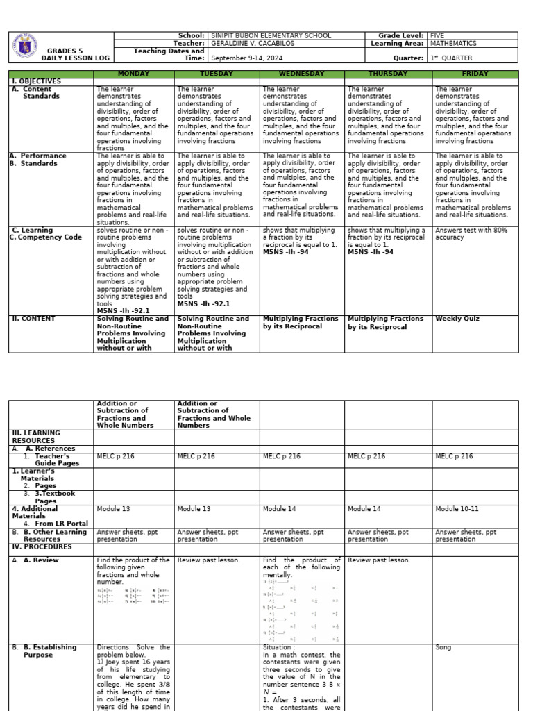 Math 5 DLL Week 7 | PDF