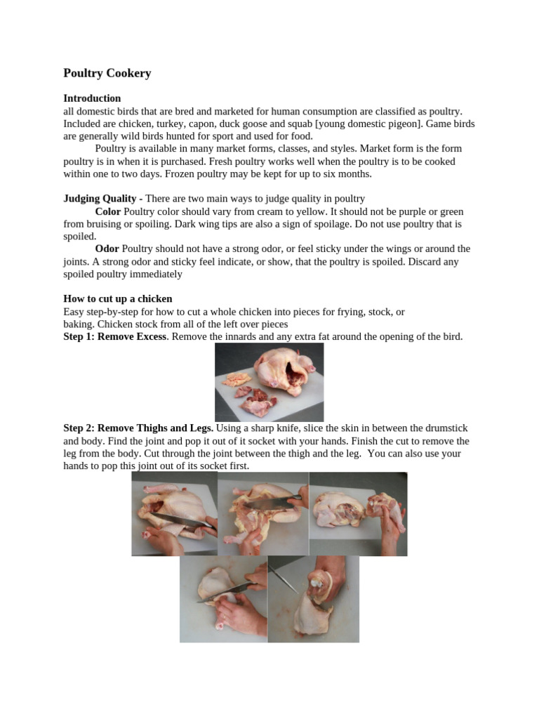 Culinary - CG Lesson 4 Poultry | PDF | Grilling | Cooking, Food & Wine
