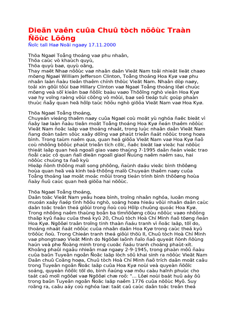 Bai Phat Bieu Cua Chu Tich Tran Duc Luong | PDF