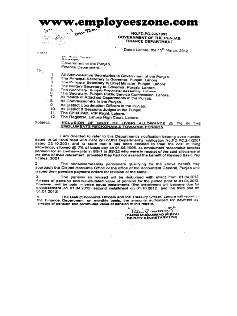 Cost of Living Allowance 2012 | PDF