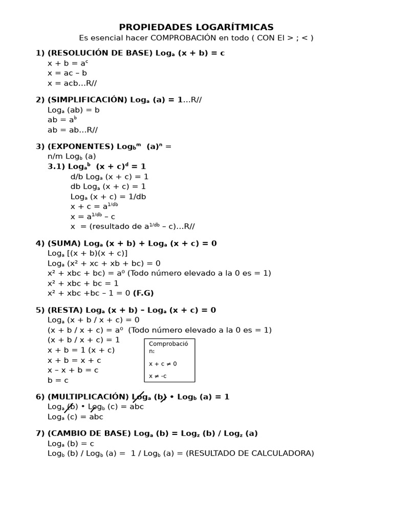 Propiedades Logarítmicas | PDF