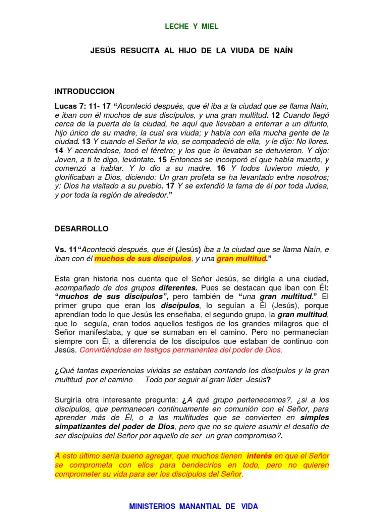 Hijo de La Viuda de Nain | PDF | Bendición | Sufrimiento