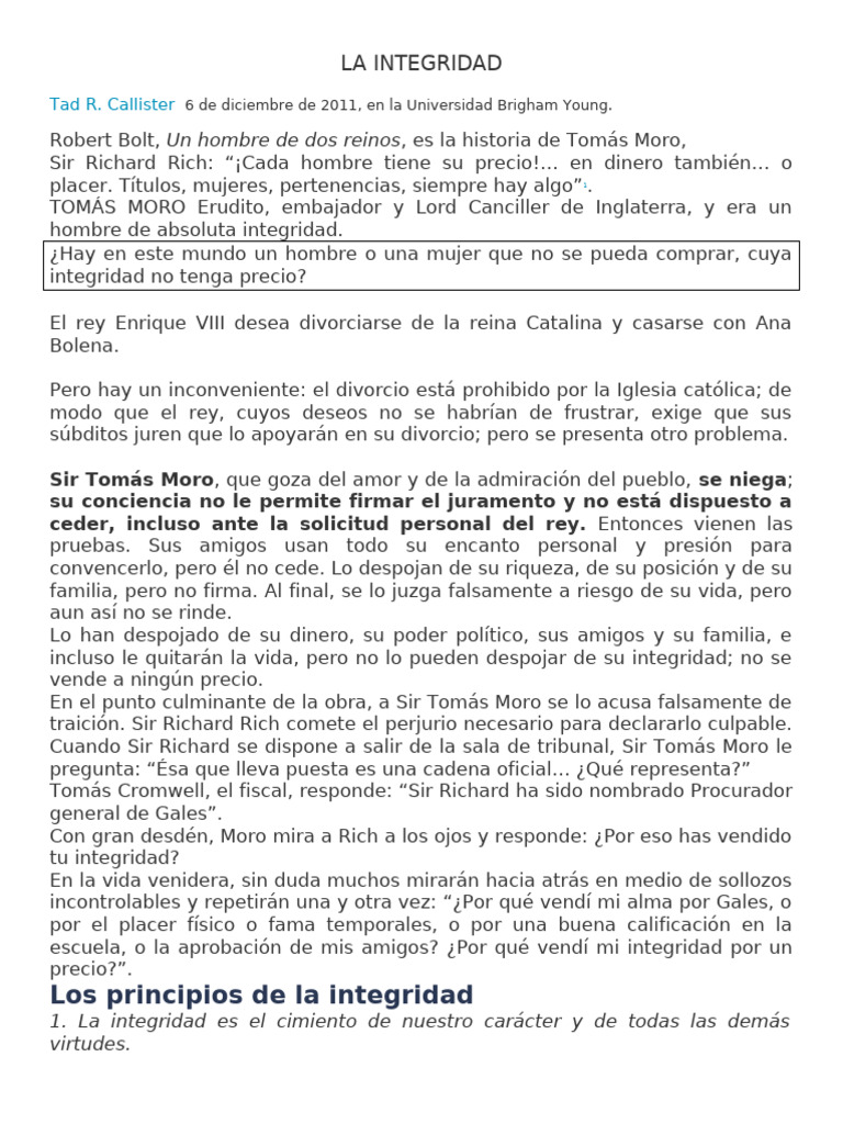 Devocional La Integridad | PDF