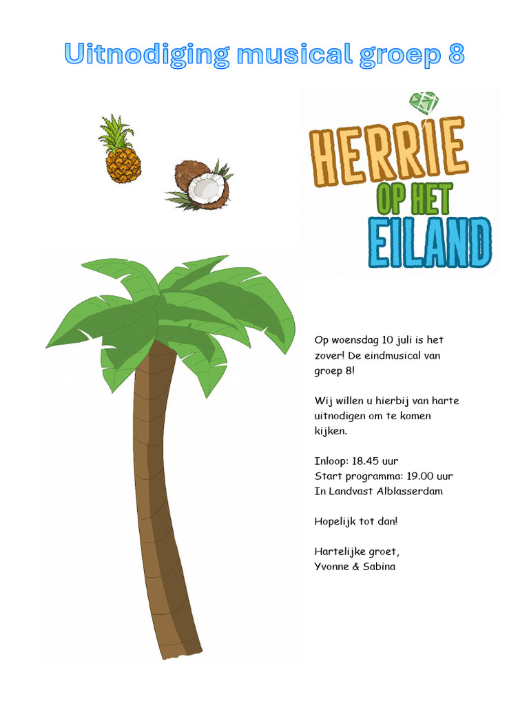 Uitnodiging Musical Groep 8 | PDF