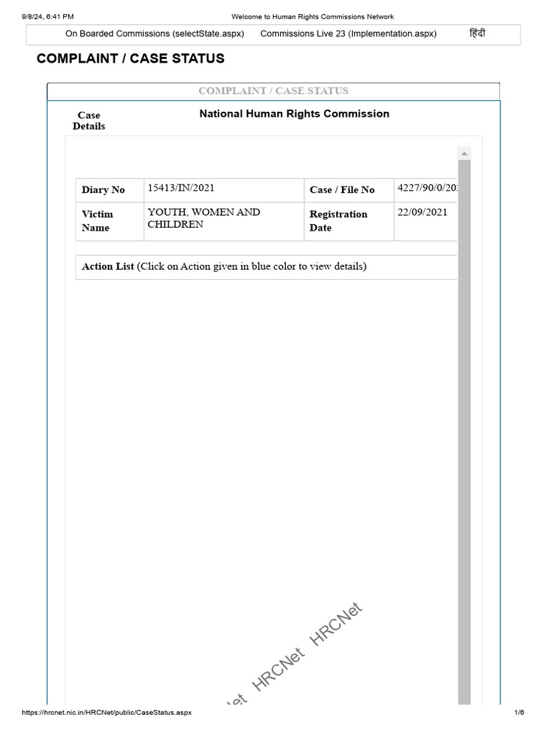 NHRC Action 9 (Advancing Action On Non-Communicable Diseases in India) | PDF