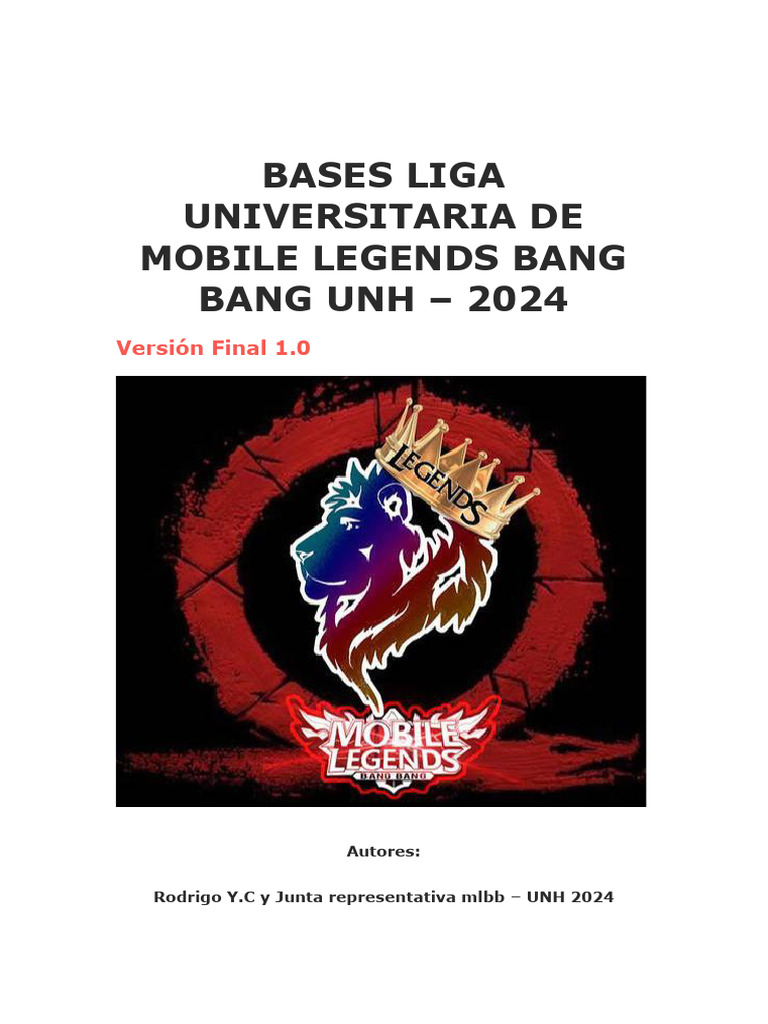 Bases Liga Universitaria MLBB UNH 2024-1 | PDF