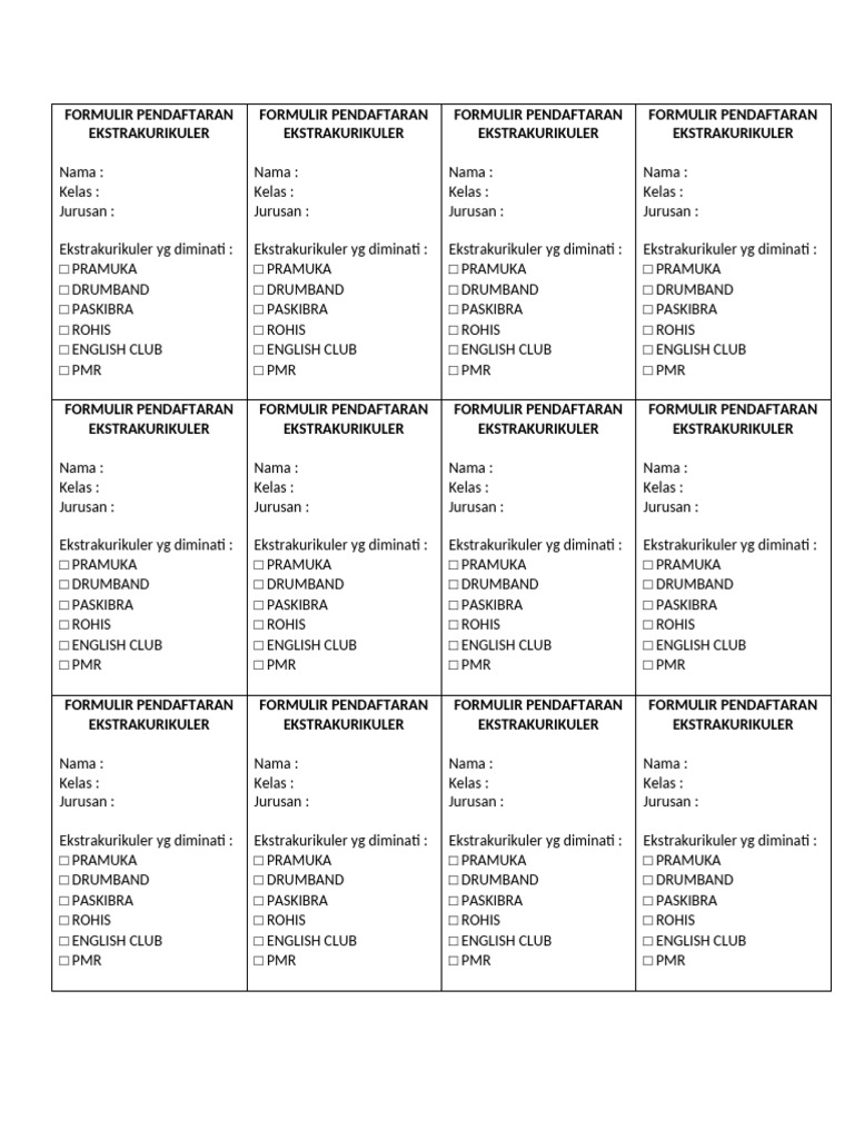 Formulir Pendaftaran Pdf