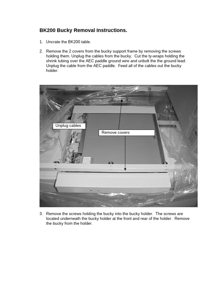 BK200 Bucky Removal Instructions | PDF