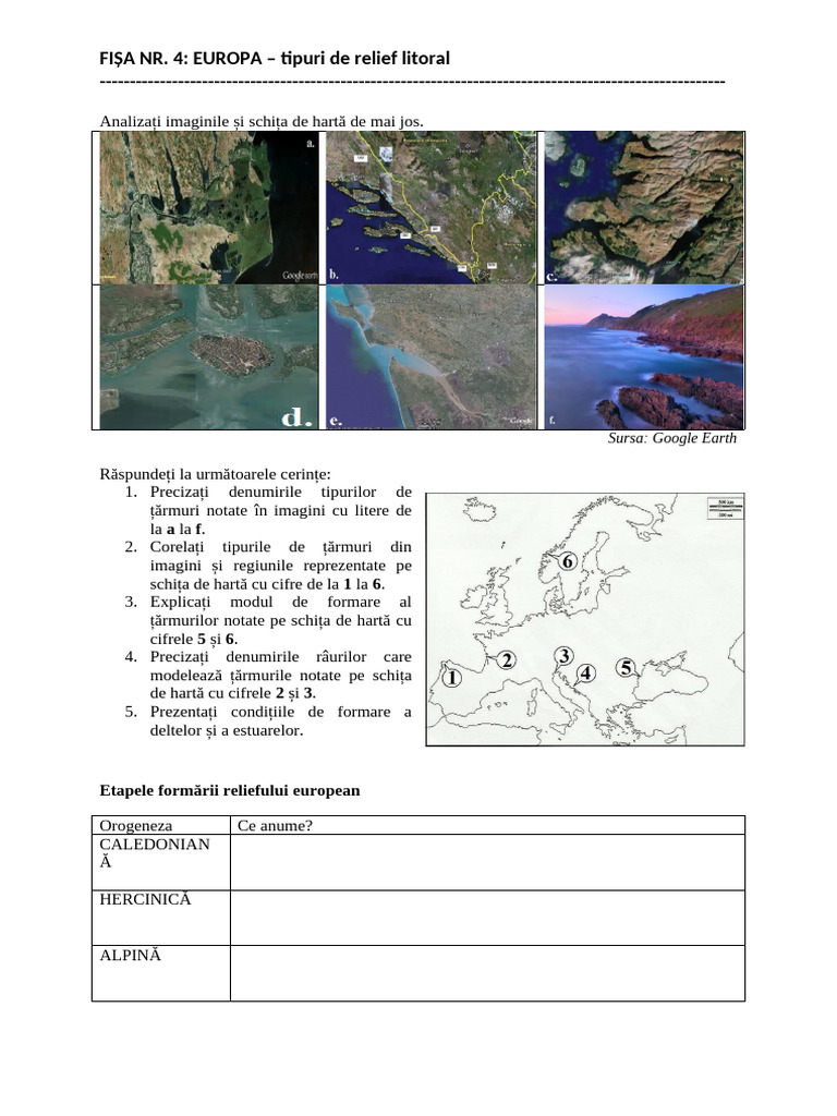 Fisa 4 - Europa - Relief Litoral | PDF