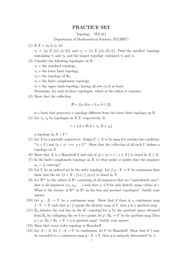 topology Practice set | PDF