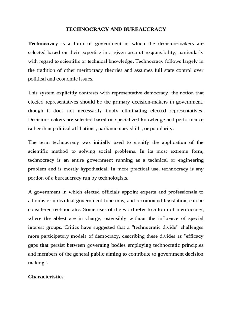 technocracy and bureaucracy | PDF