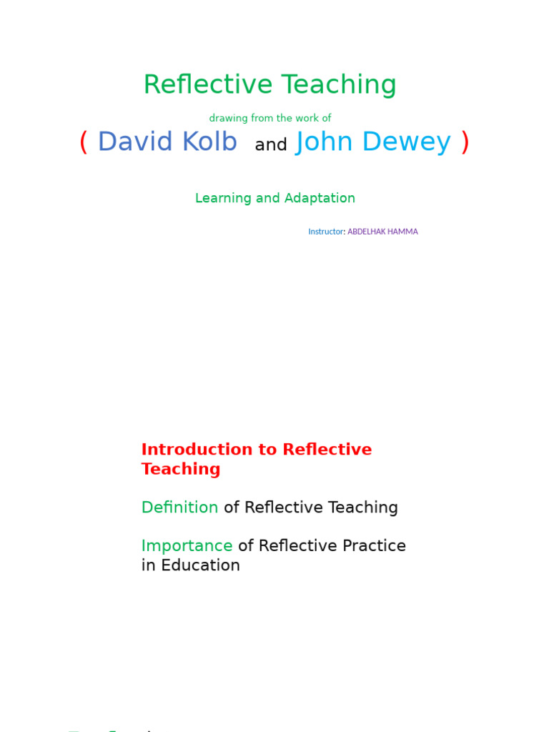 3 Reflective Teaching ( david Kolb John Dewey ) | PDF