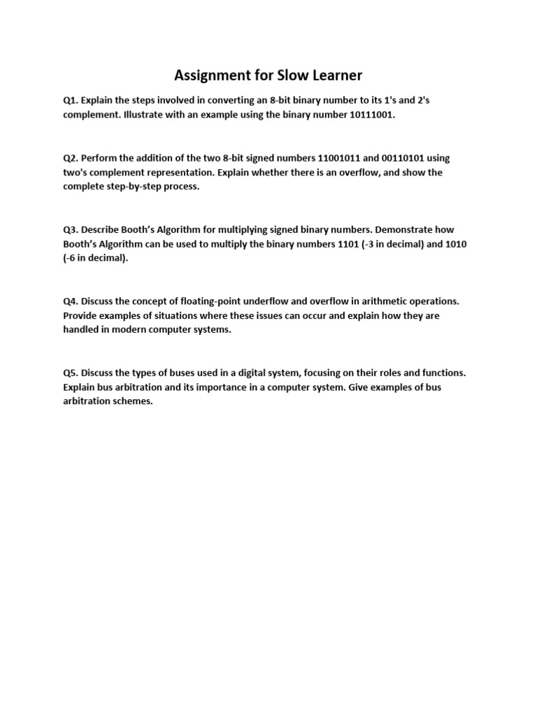 Assignment For Slow Learner in Computer Architecture | PDF