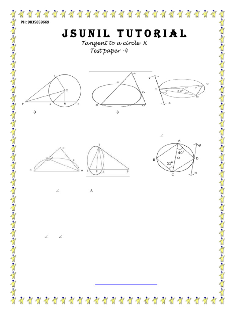 10th Tangent of Circle Test Paper-4 | PDF
