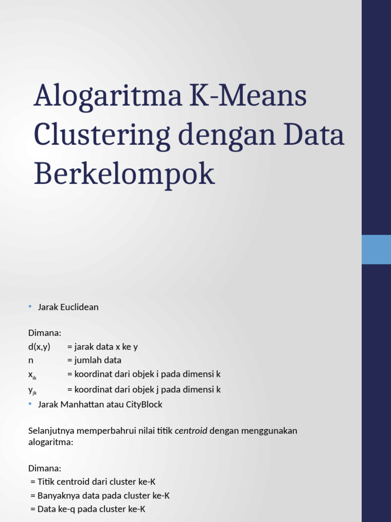 Alogaritma K-Means Clustering Dengan Data Berkelompok | PDF