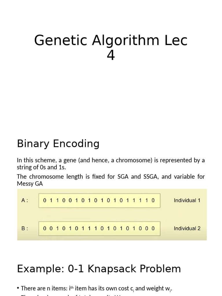 Genetic Algorithm Lec 4 | PDF