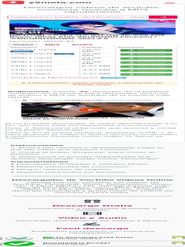 Y2meta Downloader - Descargar Video de Youtube, Convertir Youtube A mp3 ...