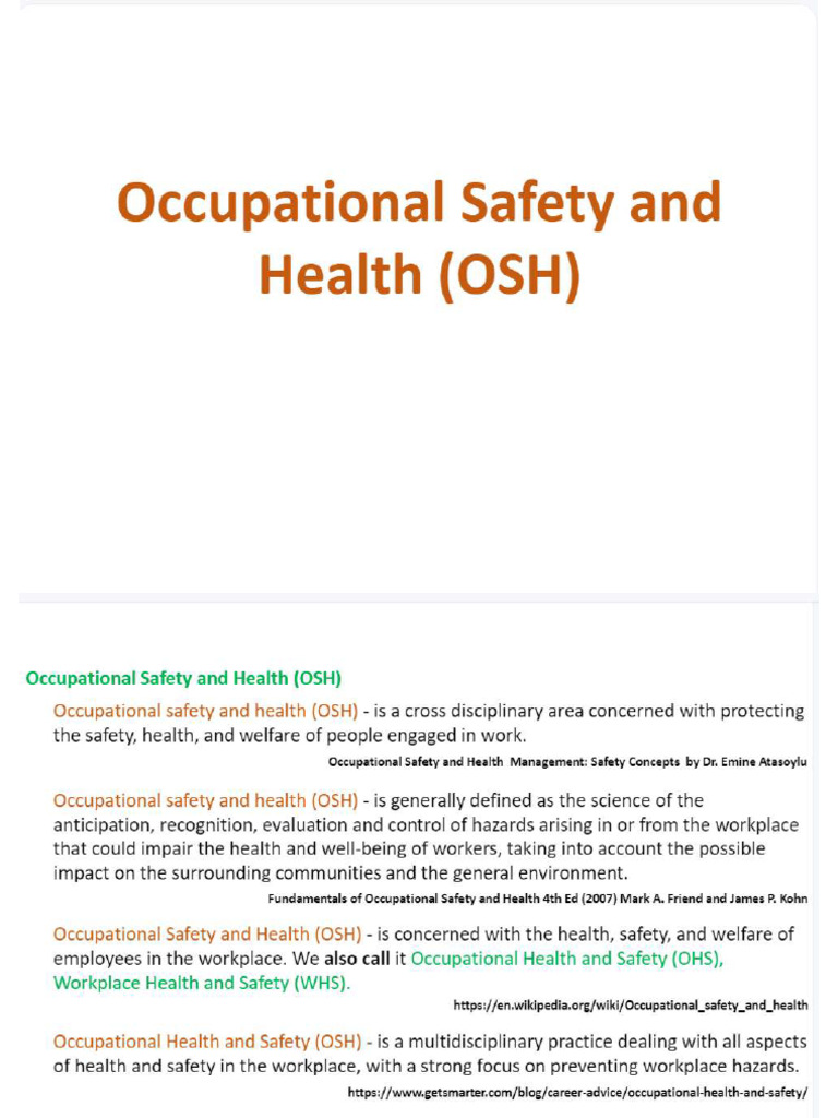 1.1 Overview Definition Importance and History of BOHS | PDF