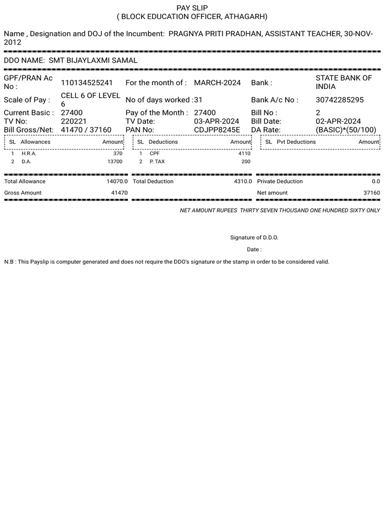 Pay Slip Detail131202 | PDF