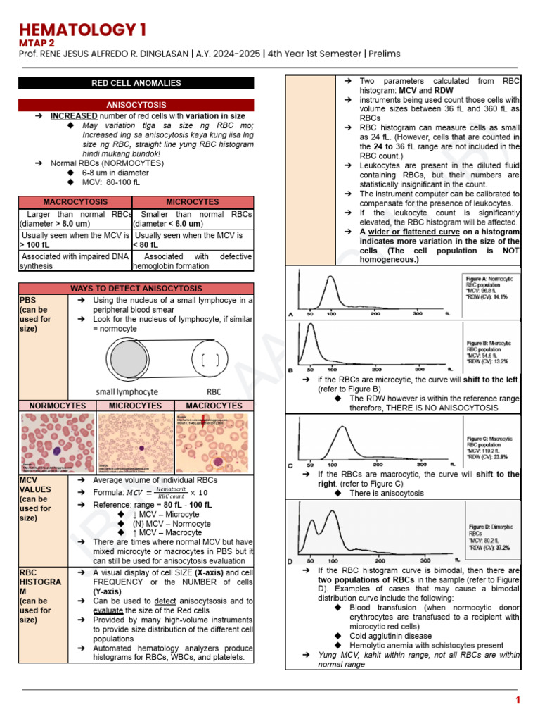 Part 4 - Red Cell Anomalies | PDF