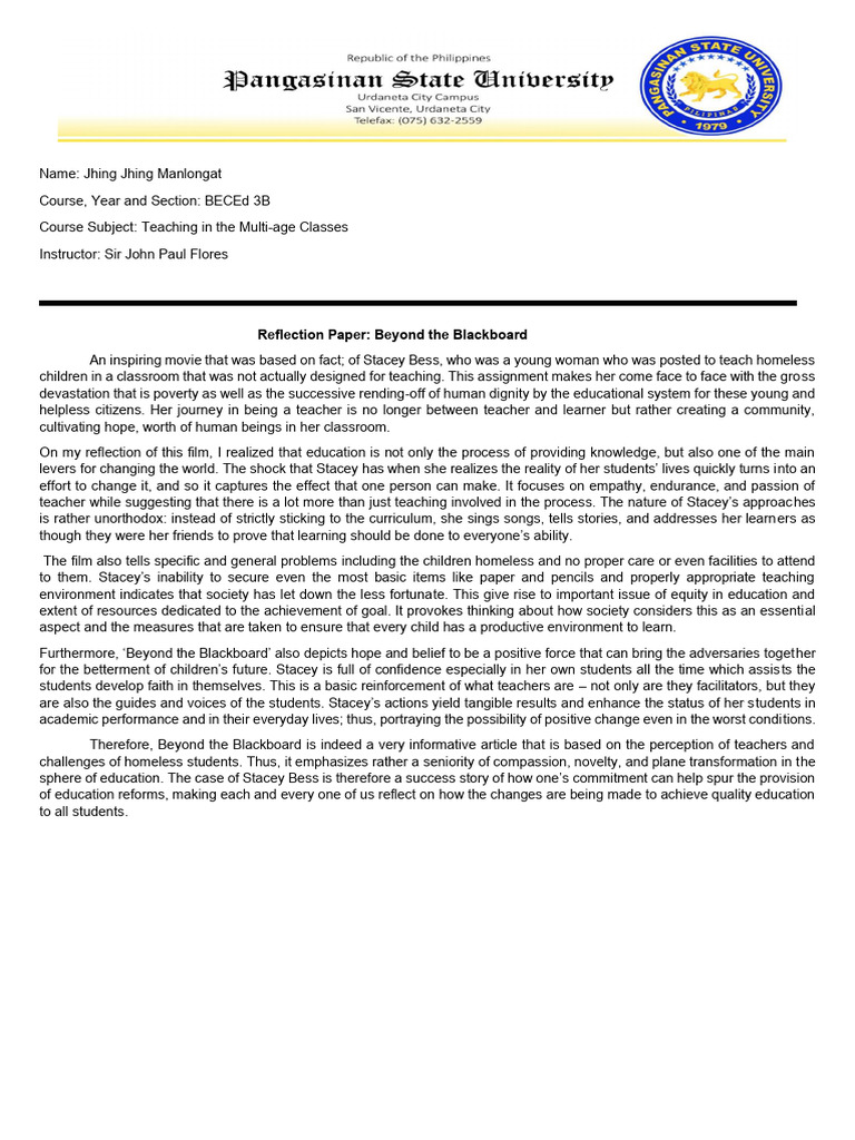 0 - Reflection - Manlongat | PDF