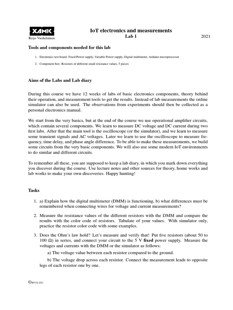 IoT - Electronics Lab1 | PDF