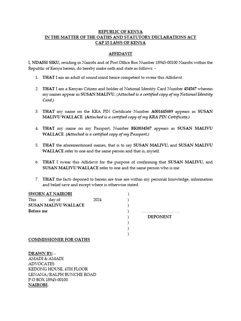 Affidavit For Discrepancy of Name | PDF