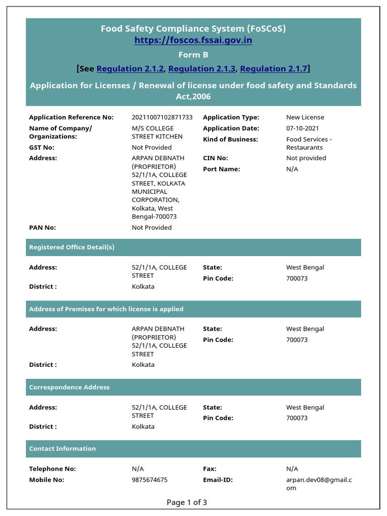 ARPAN FOSCOS APPLICATION | PDF