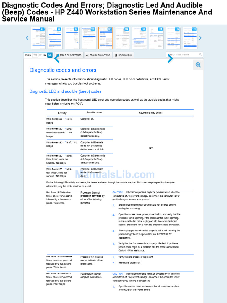 Diagnostic LED and Audible (Beep) Codes | PDF | Desktop Computer ...