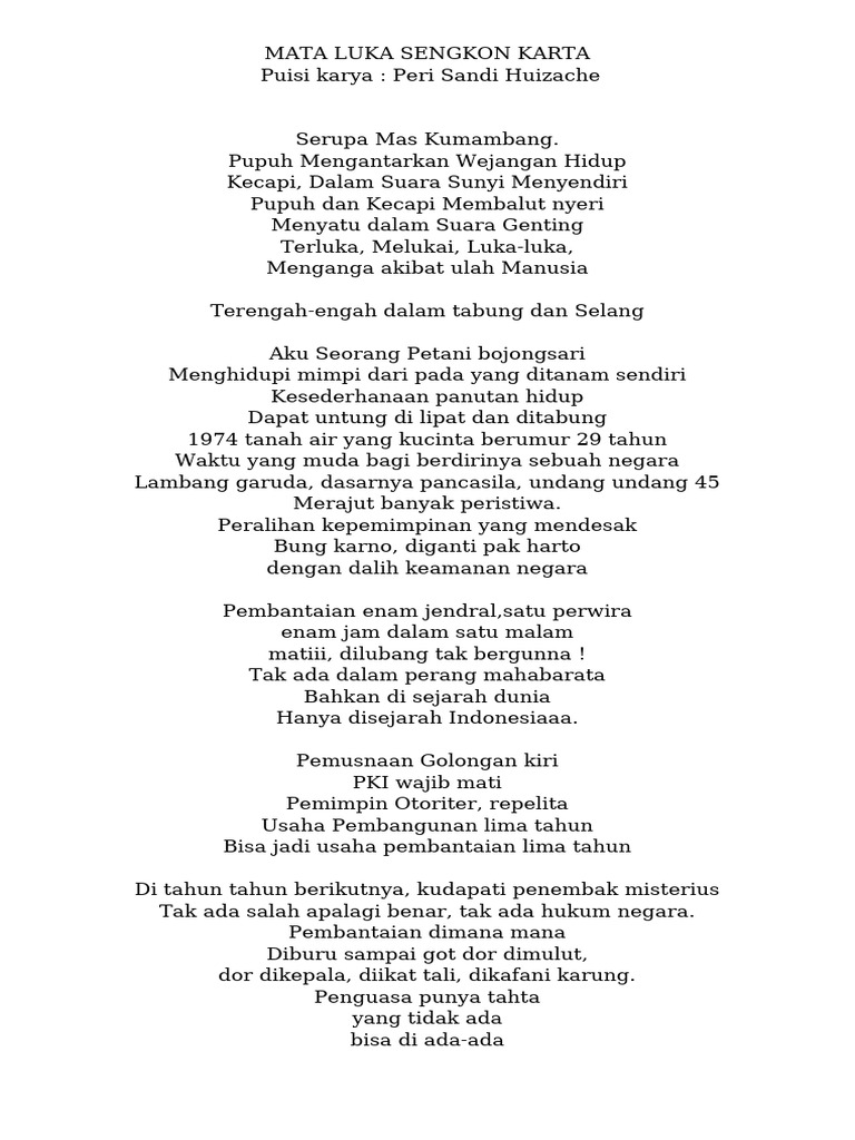 Mata Luka Sengkon Karta Puisi | PDF
