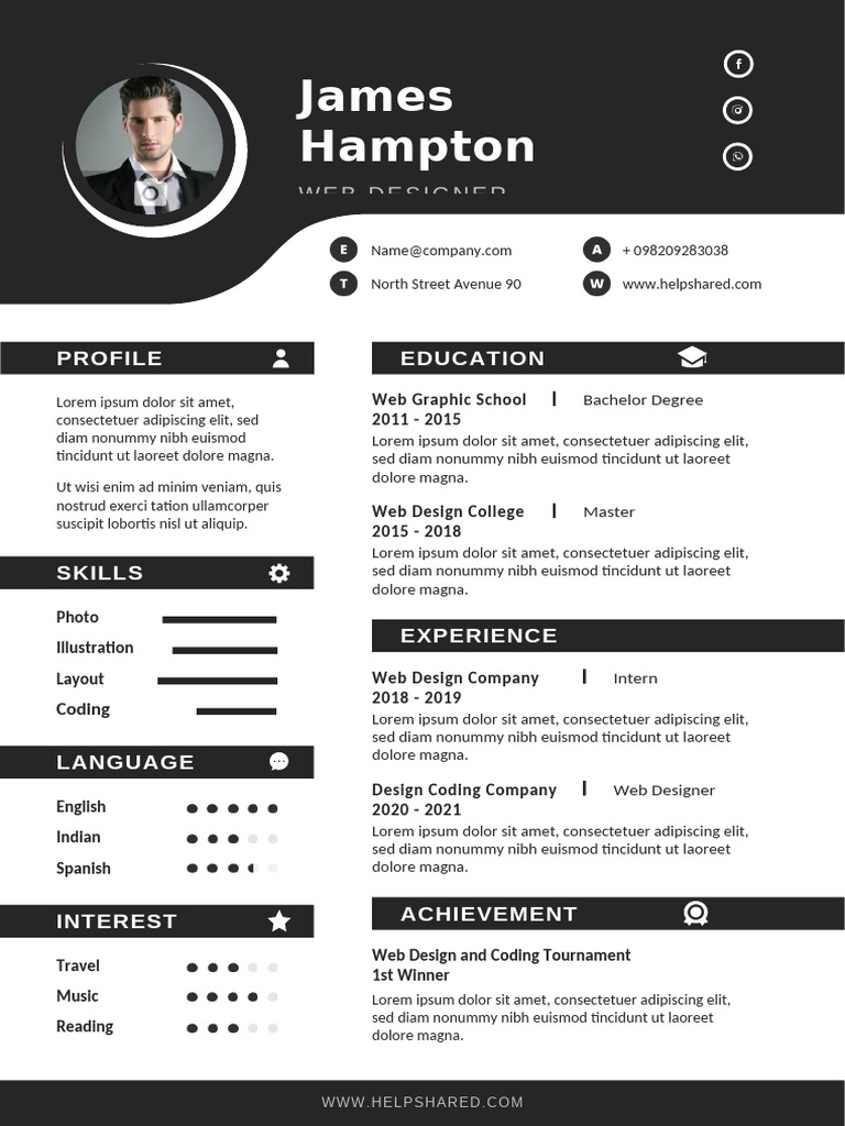 Black White CV Resume Template | PDF