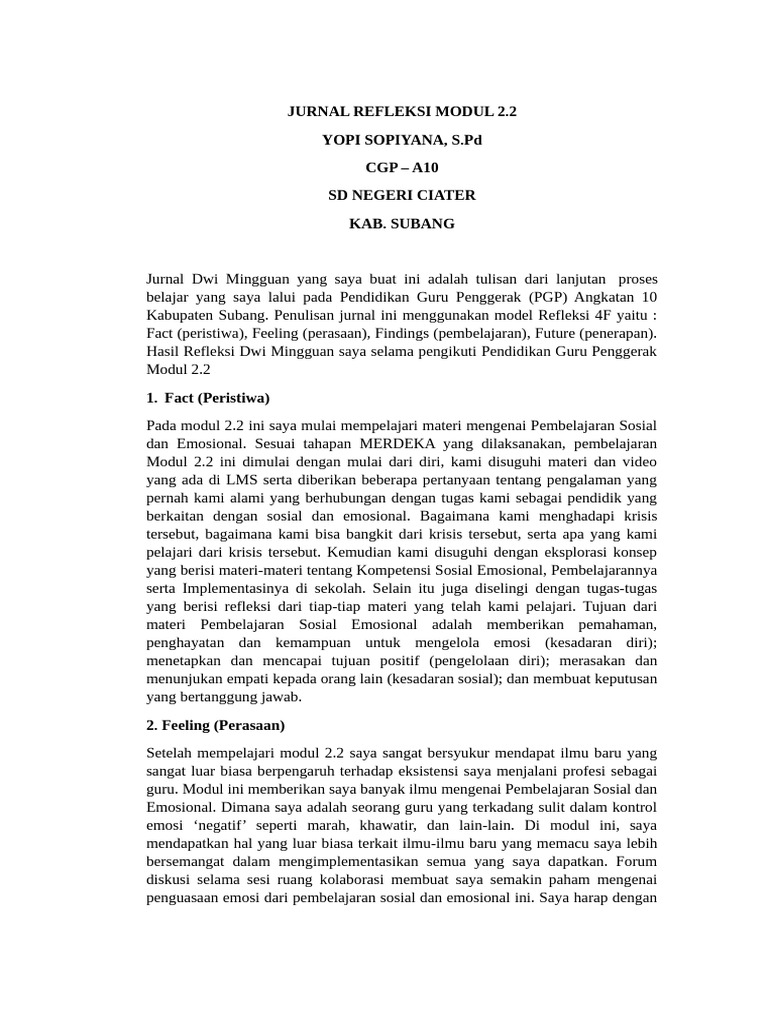 JURNAL REFLEKSI MODUL 2.2docx | PDF