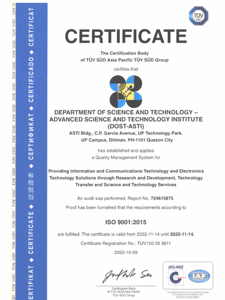 ISO Certificate Valid Until 14 Nov 2025 | PDF