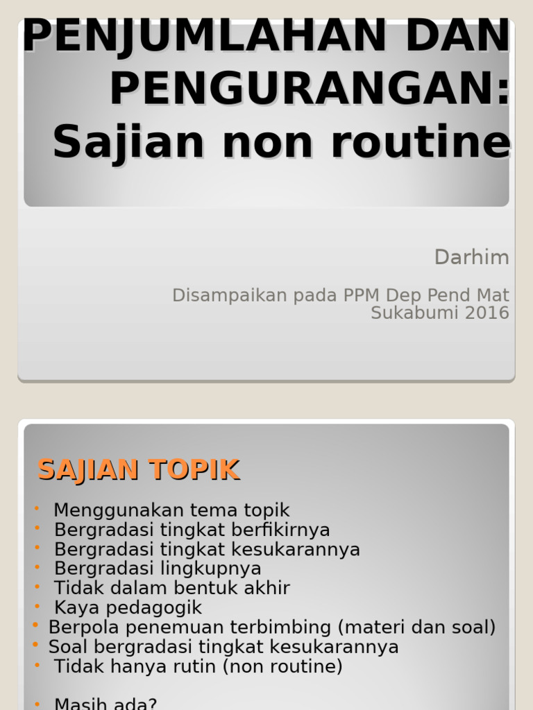 Sajian Non Routine (+ - ) | PDF