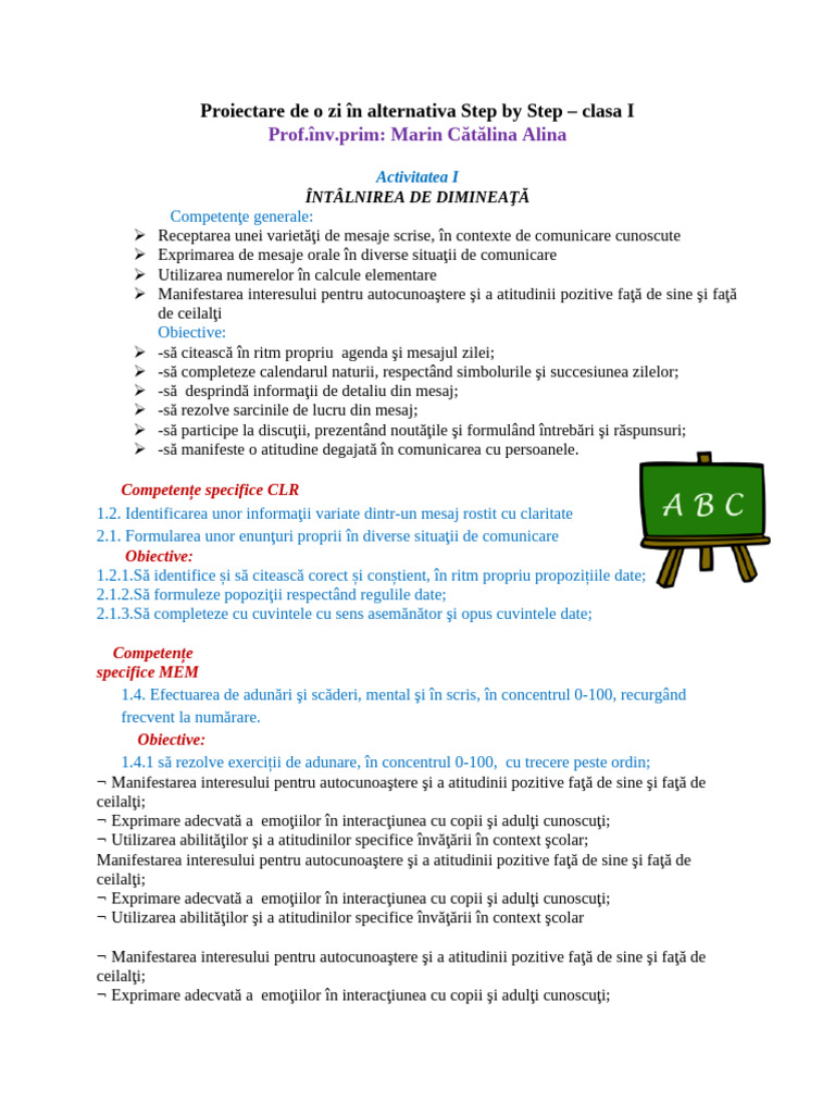 Proiect de Lectie Marin Catalina Alina | PDF