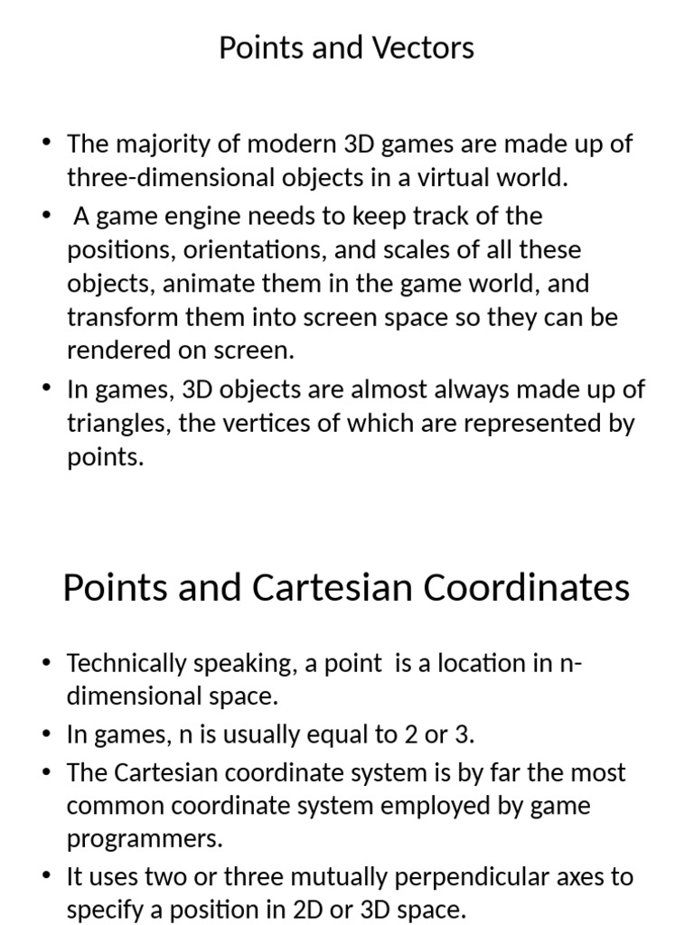 Points and Vectors | PDF