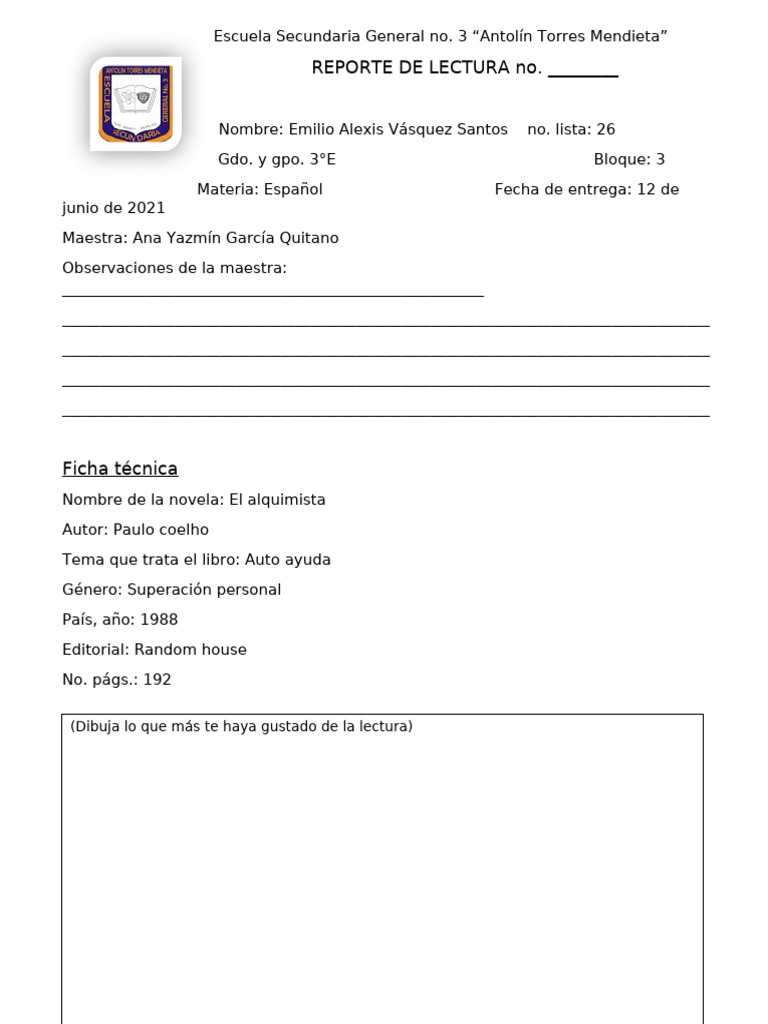 FORMATO REPORTE DE LECTURA | PDF