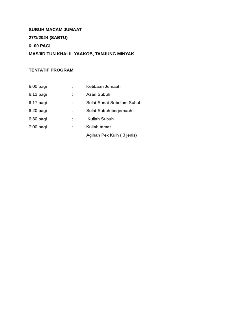 SUBUH MACAM JUMAAT | PDF