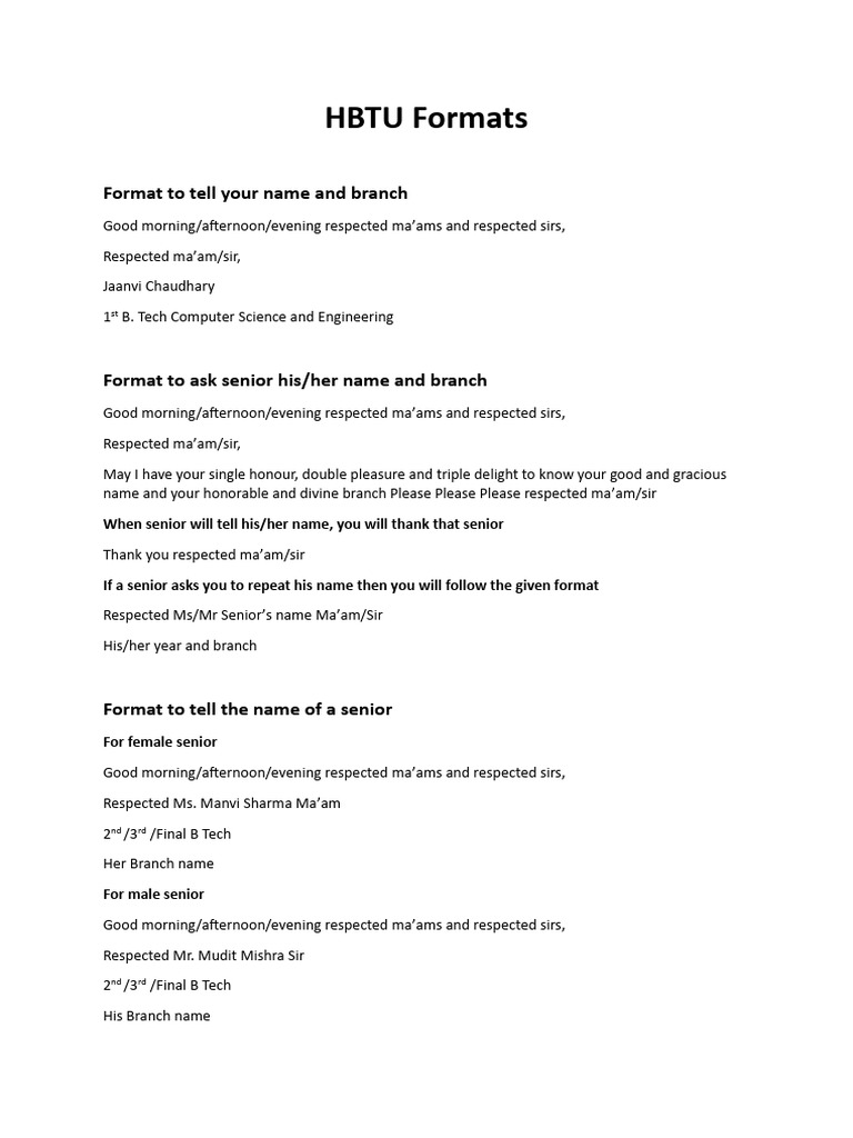 HBTU Formats | PDF